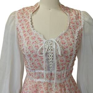 Gunne Sax | Dresses | Gunne Sax Floral Corset Maxi Dress Size 9 Pink ...